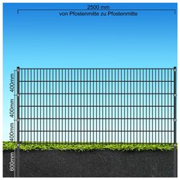 Fa-Bausysteme Doppelstabzaun Anthrazit 8-6-8 Pl&auml;ttchen 1230 mm 32,5 m