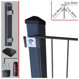 Fa-Bausysteme Doppelstabzaun Anthrazit 8-6-8 Pl&auml;ttchen 1630 mm 5 m