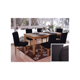 MCW 6er-Set Esszimmerstuhl Stuhl K&uuml;chenstuhl Littau ~ Textil, schwarz, helle Beine