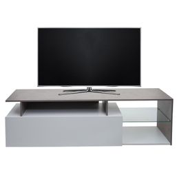 TV-Rack MCW-L35, Lowboard Fernsehtisch Sideboard TV-Schrank Kommode, Holz 47x170x40cm Staufach, Beton-Optik wei&szlig;