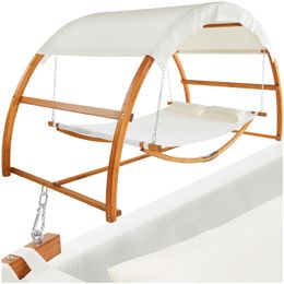TecTake&reg; H&auml;ngematte, mit Holzgestell, f&uuml;r 2 Personen, f&uuml;r In- und Outdoor, Belastbarkeit 250 kg, 328 x 160 x 171,5 cm