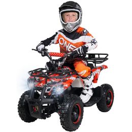 Actionbikes Motors Elektro-Kinderquad Torino, 1000 Watt, Pocket-Quad mit Scheibenbremsen, 24 km/h, 3 x 12-Volt-Batterie (Schwarz/Wei&szlig;/Rot Polo)
