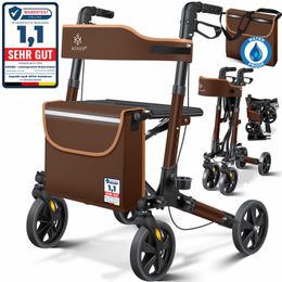Kesser&reg; Leichtgewicht Rollator faltbar mit Sitz, Griff, Tasche, schmal f&uuml;r Senioren Wohnung, Klappbar, H&ouml;henverstellbar, Reflektoren All Gel&auml;nde Reifen Indoor-& Outdoor, Gehhilfe, Laufhilfe