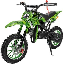 Actionbikes Motors Mini-Crossbike Delta, Benzin-Motorrad, Pocketbike, Dirtbike, 49 ccm, bis zu 40 km/h, Scheibenbremsen (Gruen)