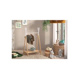 Vipack Kleiderst&auml;nder mit Ablage aus der Serie Kiddy, Ausf. Kiefer massiv natur/wei&szlig; lackiert