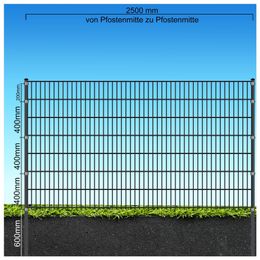 Fa-Bausysteme Doppelstabzaun Anthrazit 8-6-8 Pl&auml;ttchen 1430 mm 42,5 m