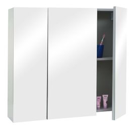 Spiegelschrank MCW-B19b, Badschrank H&auml;ngeschrank, 6 Regalb&ouml;den hochglanz MVG-zertifiziert 70x80x16cm ~ grau