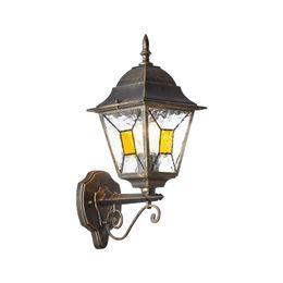 Brilliant Janel Au&szlig;enwandleuchten - 1 St&uuml;ck Au&szlig;enlampe Schwarz Gold, IP44, E27 Fassung (Leuchtmittel nicht inkl.), Dimmbar, Wetterfest f&uuml;r Garten, Terrasse & Eingang