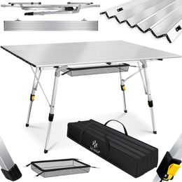 Kesser&reg; Campingtisch faltbar Klapptisch mit Aluminiumrahmen Aufrollbare Tischplatte Falttisch klappbar h&ouml;henverstellbar inkl. Tragetasche mit Trageband & Netztasche