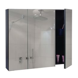 Spiegelschrank MCW-B19b, Badschrank H&auml;ngeschrank, 6 Regalb&ouml;den hochglanz MVG-zertifiziert 70x80x16cm ~ schwarz