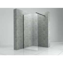 Fa-Bausysteme Walk-In Glasdusche Klarglas Halterung: Schwarz 800 mm