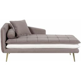 Beliani Chaiselongue Linksseitig Braun und Weiß Samtstoff Metallfüße Goldene Beine Kissen Inklusive Glamourös Wohzimmer