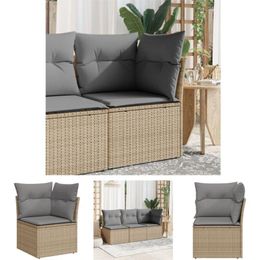 Garten-Ecksofa mit Kissen Beige Poly Rattan - Gartensofas - Beige - The Living Store