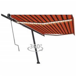 Automatische Markise mit led Windsensor 500x300 cm Orange/Braun vidaXL