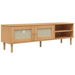 TV-Schrank senja Rattan-Optik Braun 158x40x49 cm Kiefernholz vidaXL