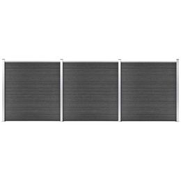 Zaunelement Set WPC 526x186 cm Schwarz vidaXL