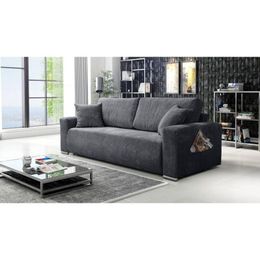 Sofa Couch Schlafsofa Wohnlandschaft Schlaffunktion 3-Sitzer Lincoln Cord Grau