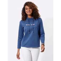 WITT Damen Sweatshirt mit Schriftzug im Vorderteil, jeansblau, Größe 38