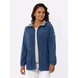 WITT Damen Fleecejacke mit abnehmbarer Kapuze, jeansblau, Größe 36