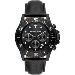 Chronograph Michael Kors "EVEREST, MK9053", schwarz, Armbanduhren, Herren, Quarzuhr, Armbanduhr, Herrenuhr, Stoppfunktion, Lederarmband