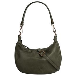 Umhängetasche Samantha Look, Damen, Gr. B/H/T: 28cm x 21cm x 8cm onesize, grün (dunkelgrün), Leder, unifarben, leicht glänzend, Taschen, echt Leder, Made in Italy