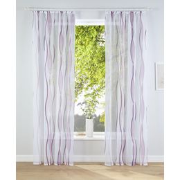 Gardine my home "Dimona" Gr. 4, weiß (weiß, beere), B:140cm H:245cm, Voile, Polyester, Gardinen, 2er-Set, Bestseller, Polyester, Wellen