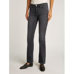 Bootcut-Jeans Tommy Jeans "Maddie Mid Rise Bootcut", Damen, Gr. 27, Länge 30, schwarz (denim schwarz), Denim/Jeans, Obermaterial: 92% Baumwolle, 6% Elastomultiester, 2% Elasthan, unifarben, casual, slim fit lang, Jeans, in hellblauer Waschung