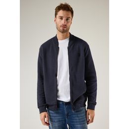 Sweatjacke Street One MEN, Herren, Gr. L (42), blau (night blau), Sweatware, 100% Baumwolle, unifarben, casual, normal normal, hoch geschlossener Ausschnitt, Sweatjacken, aus reiner Baumwolle