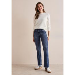 Bootcut-Jeans Cecil, Damen, Gr. 27, Länge 30, blau (mid blau wash), Jeans, 80% Baumwolle, 18% Polyester, 2% Elasthan, unifarben, casual, lang, Jeans, High Waist