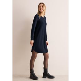 Minikleid Cecil, Damen, Gr. L (42), N-Gr, blau (universal blau), Web, Obermaterial: 50% Modal, 44% Polyester, 6% Elasthan, unifarben, casual, regular fit knielang, Rundhals, Langarm Bündchen, Kleider, mit Bündchen