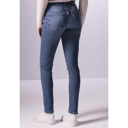 Skinny-fit-Jeans STREET ONE STUDIO, Damen, Gr. 24, Länge 30, medium blau tinted, Jeans, 89% Baumwolle, 9% Polyester, 2% Elasthan, unifarben, casual, lang, Jeans, High Waist