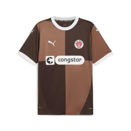 Trainingstop Puma "FCSP HOME JERSEY", Herren, Gr. M, espresso braun, Puma weiß, Web, Obermaterial: 100% Polyester, gemustert, sportlich, regular fit normal, Rundhals, Tops, Fußballtrikot - FC St. Pauli Heimtrikot 2024/2025