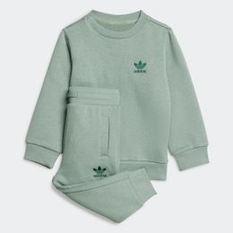 Trainingsanzug adidas originals "TREFOIL CS", Kinder, Gr. 104, silber (silber grün), Obermaterial: 70% Baumwolle, 30% Polyester, sportlich, Sportanzüge