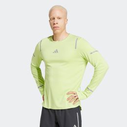 Laufshirt adidas Performance "ULT HI VIS LS M", Herren, Gr. L, grün (pulse lime), Obermaterial: 100% Polyester, sportlich, Shirts