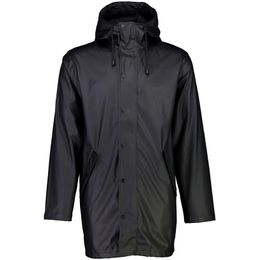 Regenmantel LINDBERGH, Herren, Gr. L, schwarz, Web, Obermaterial: 100% Polyurethan, unifarben, Casual, relaxed fit Mitte Oberschenkel, Rundhals, mit Druckknöpfen, Mäntel, mit Kapuze