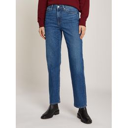 Slim-fit-Jeans Tommy Jeans "Tommy Jeans - Damenjeans IZZIE -High Waist - Slim-fit - Straight - leg", Damen, Gr. 32, Länge 32, blau (denim schwarz), Denim/Jeans, Obermaterial: 99% Baumwolle, 1% Elasthan, unifarben, casual, slim fit knöchellang, Jeans, mit Logo-Badge und Stickerei