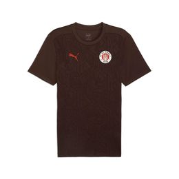 Trainingstop Puma "FCSP TRAINING JERSEY", Herren, Gr. XL, braun (schwarz chocolate, Puma rot), Web, Obermaterial: 100% Polyester, unifarben, sportlich, slim fit normal, Rundhals, Kurzarm, Tops, FC St. Pauli Trainingsshirt 2024/2025