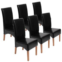 6er-Set Esszimmerstuhl Küchenstuhl Stuhl Latina, LEDER ~ schwarz,helle Beine