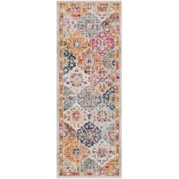 Läufer SURYA "SICILY", bunt, B:80cm H:7mm L:365cm, Kunstfaser, Teppiche, Vintage Orientteppich, Kurzflor Boho Wohnzimmerteppich, Läufer