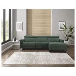 Ecksofa Places of Style "Lund, L-Form, 261cm", grün (dunkelgrün), B:261cm H:97cm T:179cm, Webstoff 100% Polyester, Sofas, mit man. o. elektr. Relaxfunktion und USB/ Kopfteilverstellg