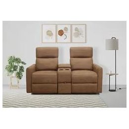 2-Sitzer Home Affaire "Daoulas, 2er-Kinosofa, TV-Sessel, Multimedia-Sofa", braun, B:167cm H:102cm T:95cm, Microfaser (100% Polyester), Sofas, Kinosofa mit Relaxfunktion, Getränkehalter und Stauraum