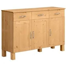 Sideboard Home Affaire "Alby", beige (natur gebeizt, gewachst), B:125cm H:85cm T:38cm, FSC-zertifiziertes Massivholz, Sideboards