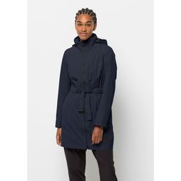 Regenmantel Jack Wolfskin "NORDEN PORT COAT W", Damen, Gr. XS (34), blau (night, blau), OBERSTOFF: 100% POLYAMID Futter: 100% POLYESTER, Mäntel