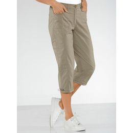 Caprihose Casual Looks, Damen, Gr. 38, Normalgrößen, grau (taupe), 98% Baumwolle, 2% Elasthan, unifarben, 3/4-Länge, Hosen