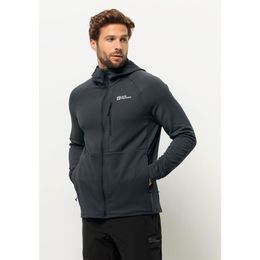 Fleecejacke Jack Wolfskin "KOLBENBERG HOODED FZ M", Herren, Gr. S (48), grau (phantom), Obermaterial: 95% Polyester, 5% Elastan; Futter: 100% Polyester, Jacken