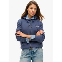 Kapuzensweatjacke Superdry "ESSENTIAL LOGO ZIP HOODIE HB", Damen, Gr. S, blau (mariner navy), Sweatware, Obermaterial: 100% Baumwolle, unifarben, casual, relaxed fit, Langarm Rippbündchen, Sweatjacken