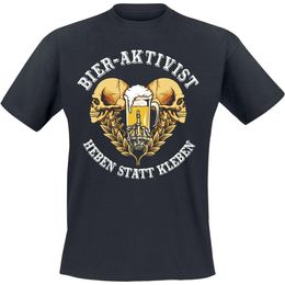 Alkohol & Party Bier-Aktivist - Heben statt kleben T-Shirt schwarz in XL 5780 - GL64000 - 6c Frontprint