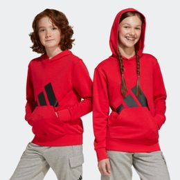 Kapuzensweatshirt adidas Sportswear "J BL FT HD 280", Kinder, Gr. 128, pure ruby, schwarz, Obermaterial: 55% Baumwolle, 36% Polyester, 9% Viskose, sportlich, Sweatshirts