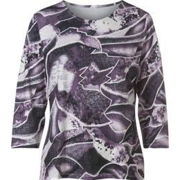 Damen Rundhalsshirt mit Grafik-Muster feige-weiß-bedruckt, Größe 48