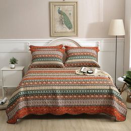 3 Teilig Boho Tagesdecke, Mikrofaser Tagesdecke Set mit 2 Kissenbezüge für Doppelbett, Ultra-weich Tagesdecke Gesteppte, Ethno Tagesdecke, Sofa